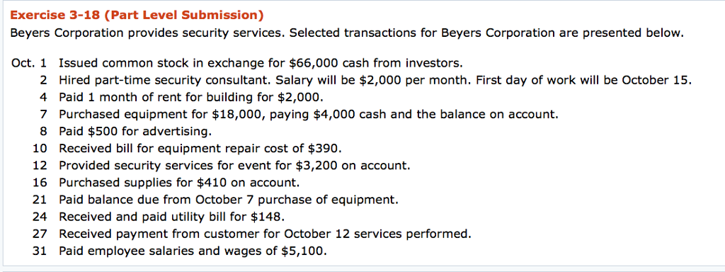 Solved Exercise 3-18 (Part Level Submission) Beyers | Chegg.com