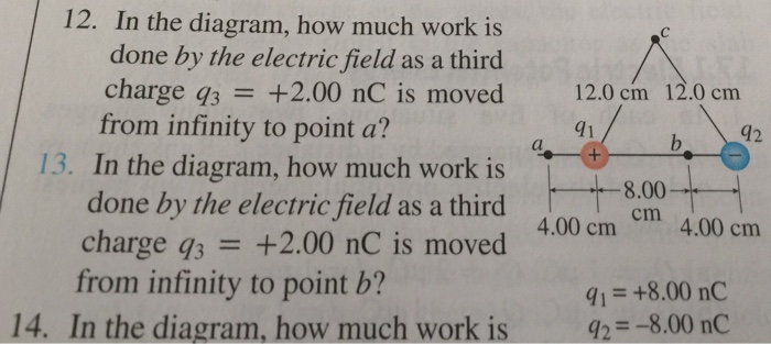 Solved In the diagram, how much work is done by the electric | Chegg.com