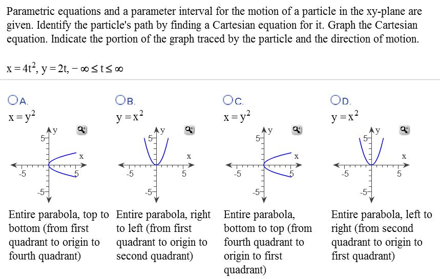 Solved Parametric Equations And A Parameter Interval For The