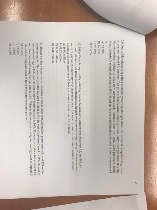 Solved Sentry Manufacturing paid a dividend yesterday of $5 | Chegg.com