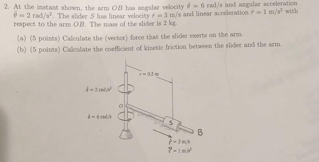 Solved At the instant shown, the arm OB has angular velocity | Chegg.com
