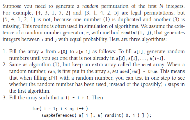 Solved Java. Rank the three algorithms in terms of expected | Chegg.com