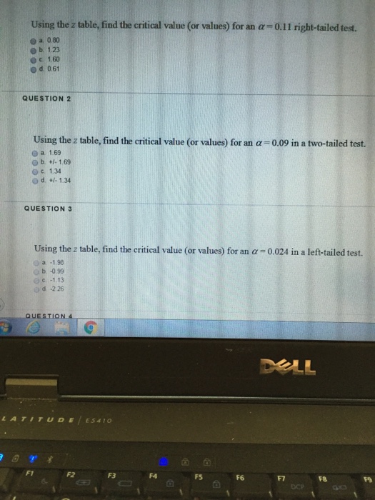 Solved Using the z table, find the critical value (or | Chegg.com
