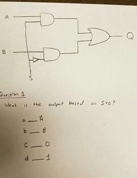 Solved What is the output based on s = 0? a-A b-B c-0 | Chegg.com