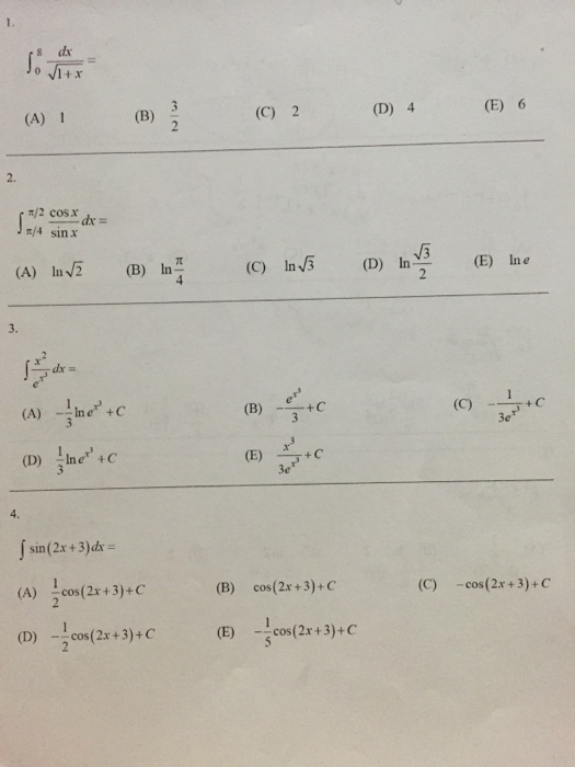 Solved Int 0 to 8 dx/root 1+x = Int pi/4 to pi/2 cosx/sinx | Chegg.com
