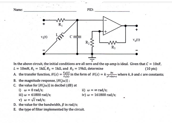 Solved In the above circuit, the initial conditions are | Chegg.com