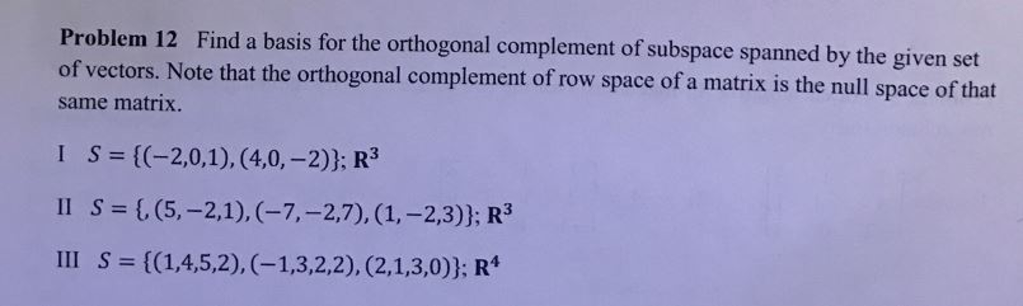 Solved Find a basis for the orthogonal complement of | Chegg.com