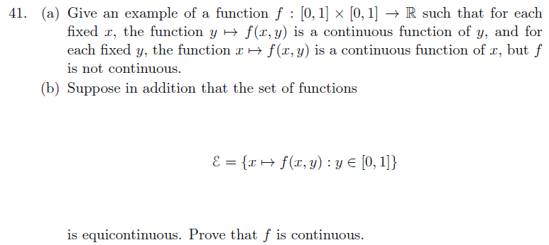 Solved Give an example of a function f: [0, 1] times [0, 1] | Chegg.com