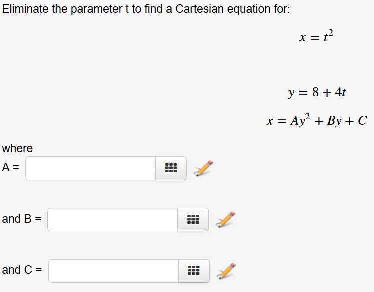 Solved Eliminate the parameter t to find a Cartesian | Chegg.com