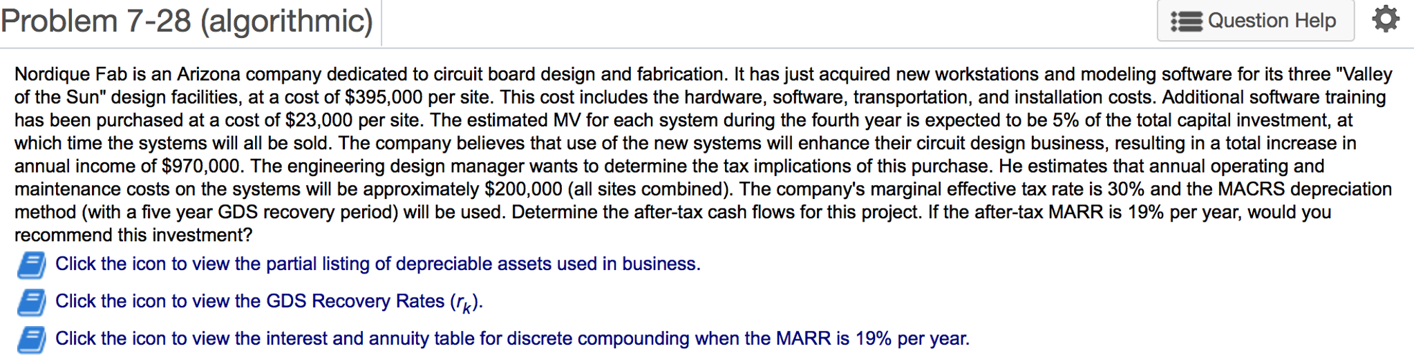 Solved E Question Help Problem 7-28 (algorithmic) Nordique | Chegg.com