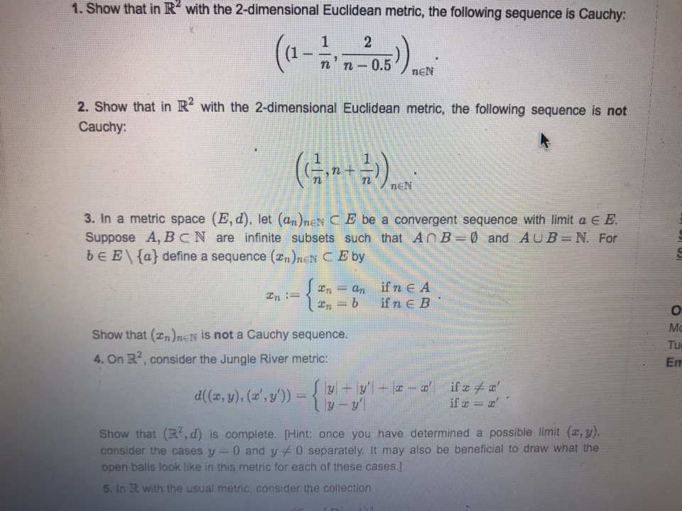 Solved 1. Show that in R with the 2-dimensional Euclidean | Chegg.com