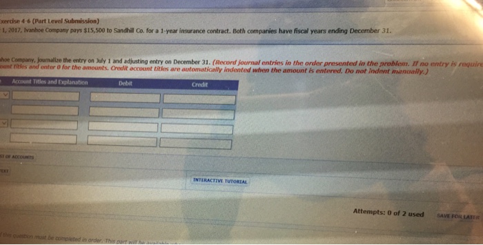 Solved xerdise 4-6 (Part Level Submission) 1, 2017, Ivanhoe | Chegg.com