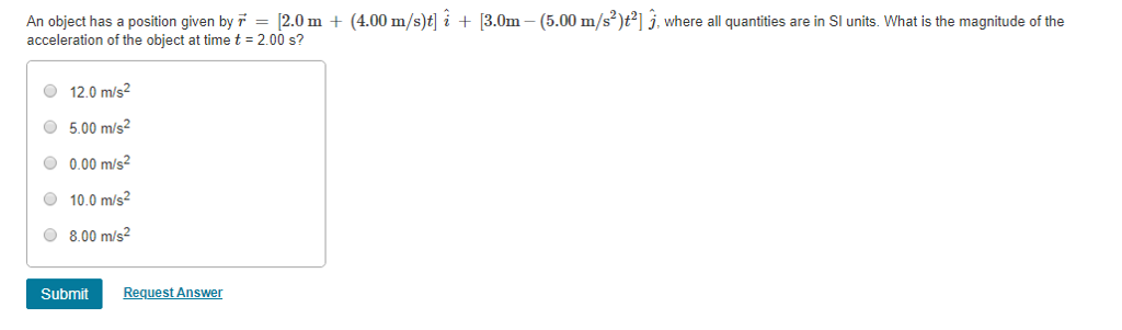 Solved An object has a position given by r = 2.0 m + (4.00 | Chegg.com
