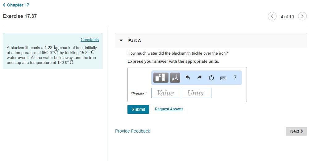 Solved Chapter 17 Exercise 17.37 4 of 10 Constants Part A | Chegg.com