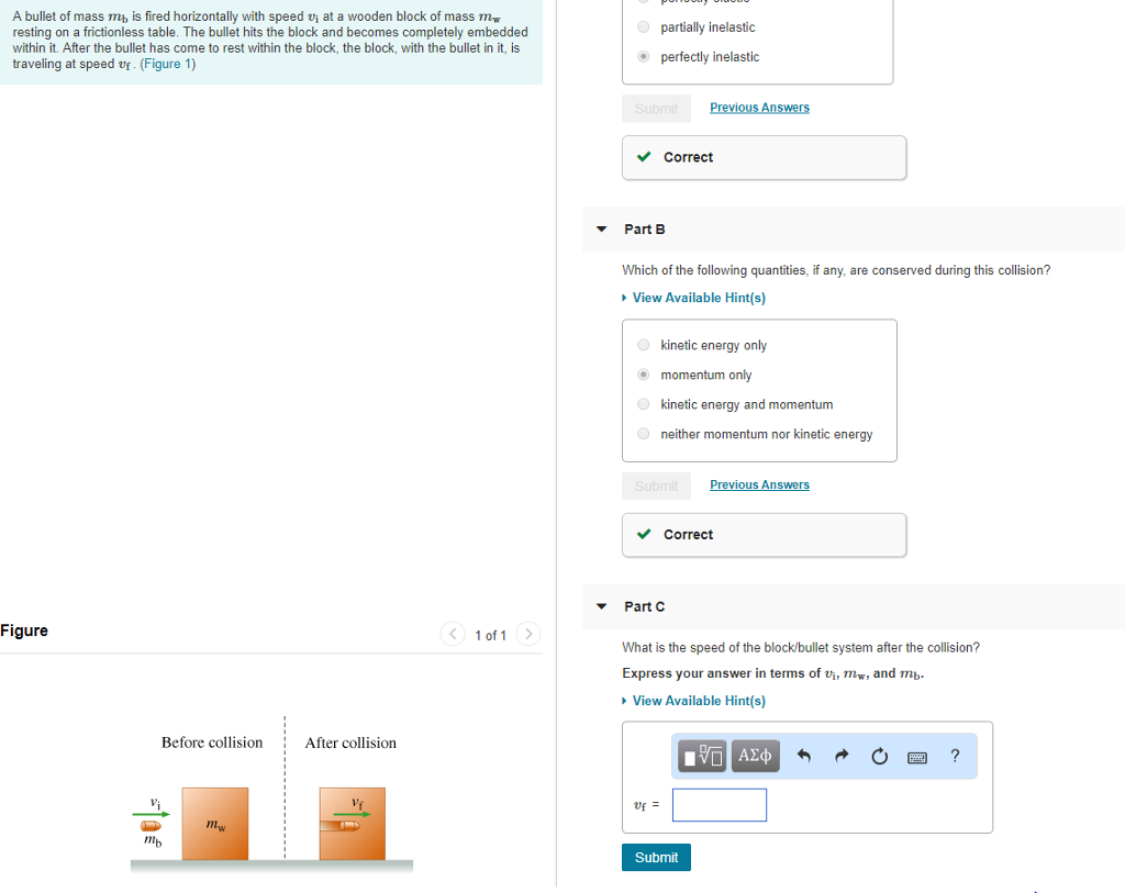 Solved Figure 1 of 1 What is the speed of the block/bullet | Chegg.com
