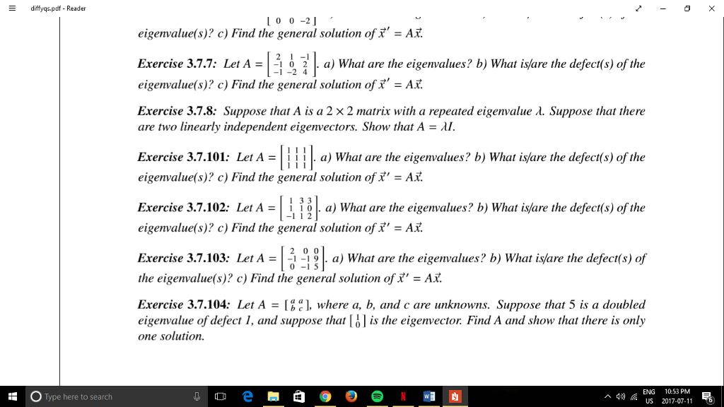 Solved Diffyqspdf Reader 128 Chapter 3 Systems Of Odes
