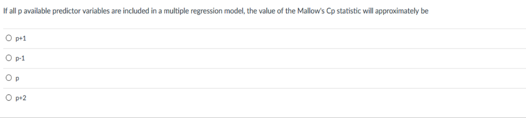 Solved If all p available predictor variables are included | Chegg.com
