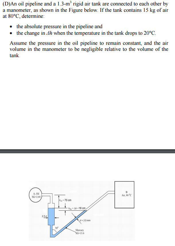 Solved An oil pipeline and a 1.3-m^3 rigid air tank are | Chegg.com