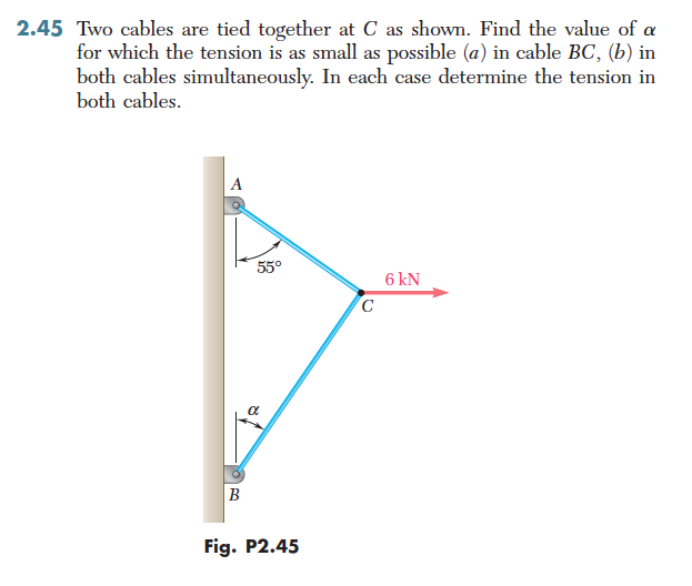 Solved Two cables are tied together at C as shown. Find the | Chegg.com