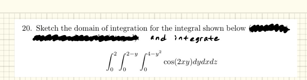 Solved Sketch the domain of integration for the integral | Chegg.com