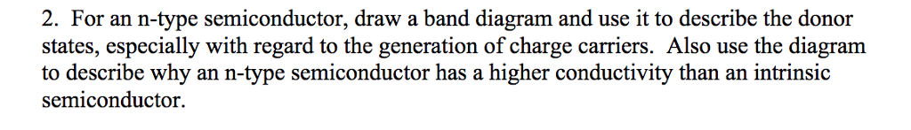 Solved 2. For an n-type semiconductor, draw a band diagram | Chegg.com