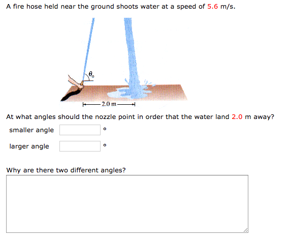 Solved A fire hose held near the ground shoots water at a | Chegg.com