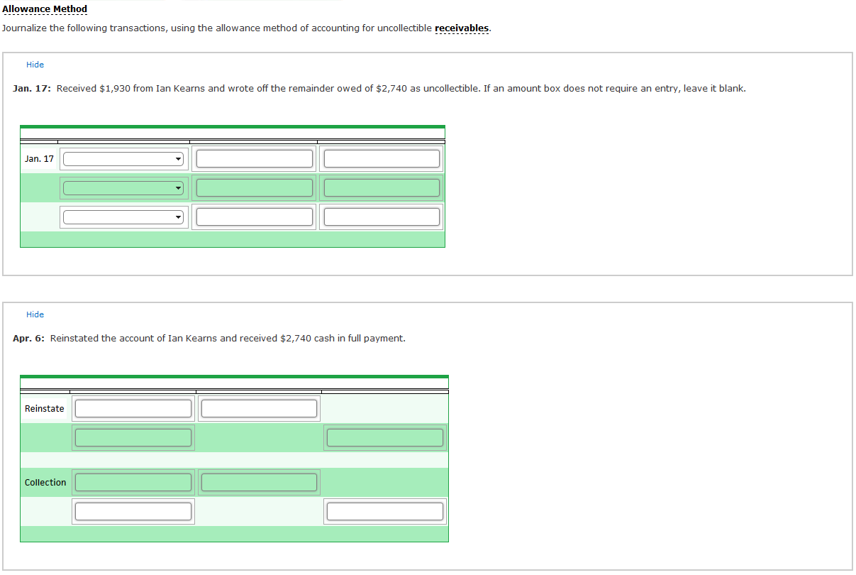 Solved Journalize the following transactions, using the | Chegg.com