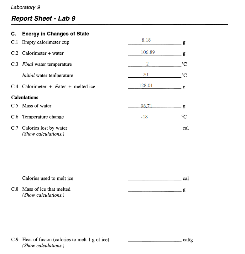 Solved Laboratory 9 Report Sheet Lab 9 C. Energy in Changes | Chegg.com