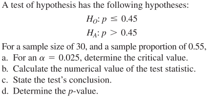 Solved A test of hypothesis has the following hypotheses: | Chegg.com