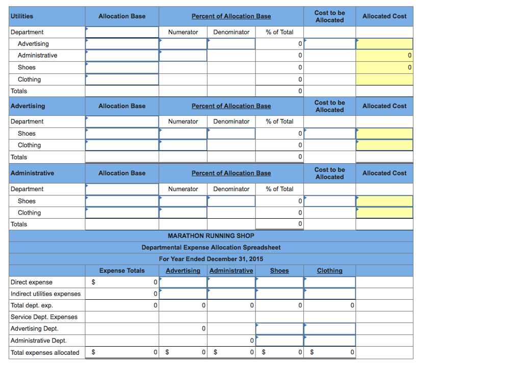 (Solved) - Exercise 22-2 Departmental Expense Allocation-Spreadsheet LO ...