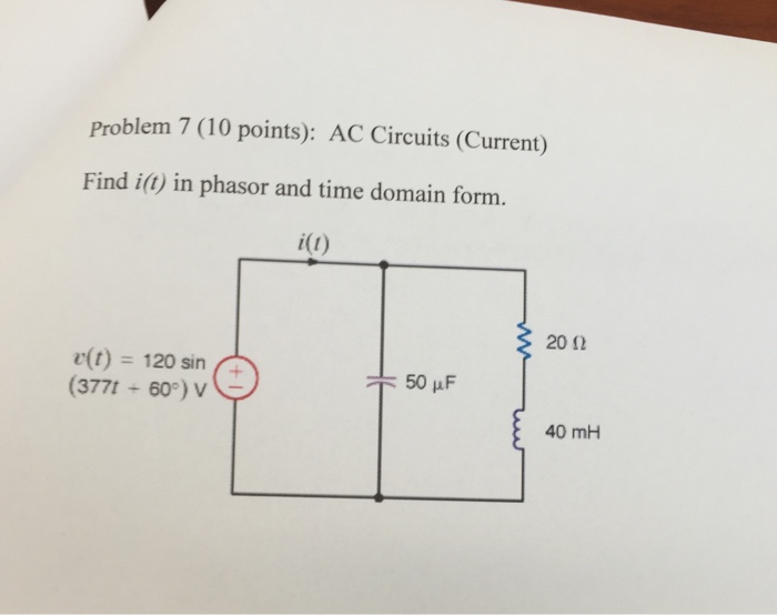 Solved Find i(t) in phasor and time domain form. | Chegg.com