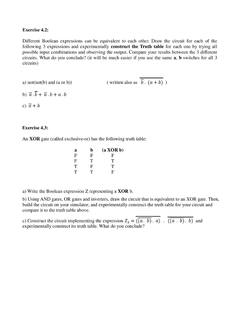 Solved Exercise 42 Different Boolean Expressions Can Be