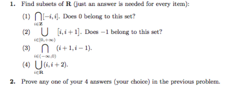 Solved Find subsets of R (just an answer is needed for every | Chegg.com