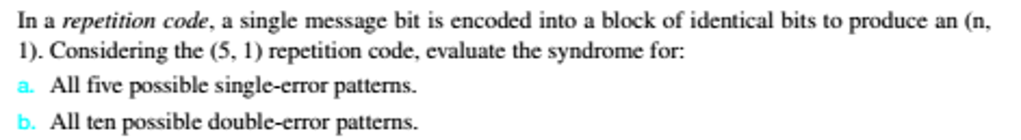 Solved repitition code, all 5 possible single error | Chegg.com