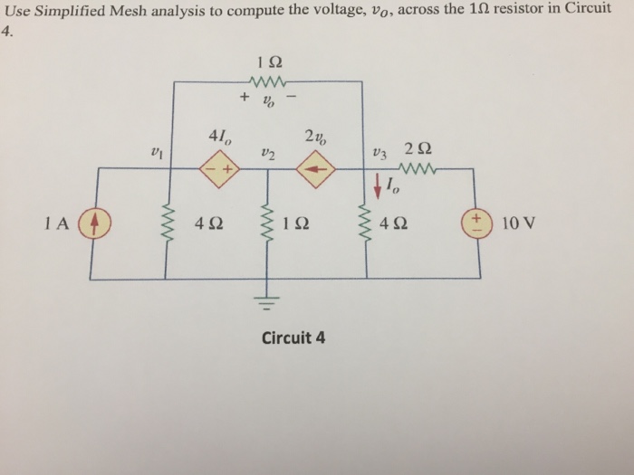 Solved Use Simplified Mesh analysis to compute the voltage, | Chegg.com