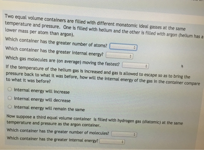 Solved Two equal volume containers are filled with different | Chegg.com
