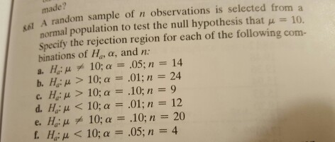 Solved A random sample of n observations is selected from a | Chegg.com
