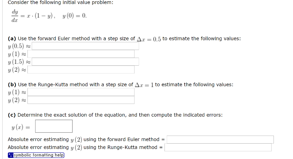 Solved Consider the following initial value problem: dy = r | Chegg.com