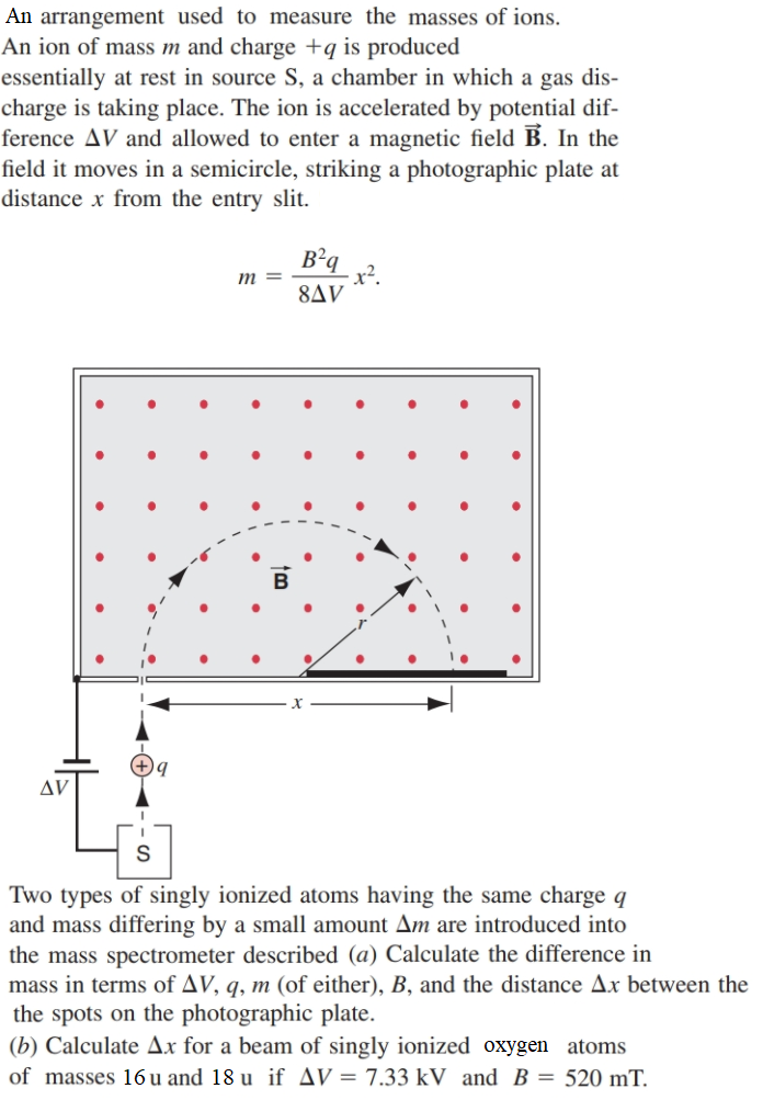 Solved An arrangement used to measure the masses of ions. An | Chegg.com