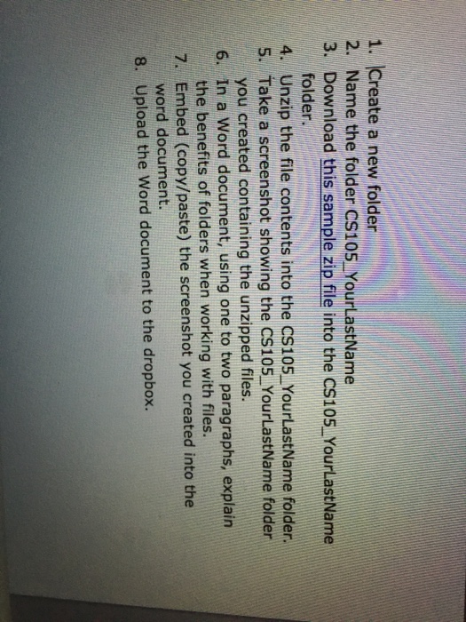 Solved Create a new folder. Name the folder | Chegg.com