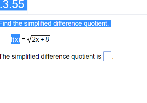 Solved Find the simplified difference quotient. f(x) = | Chegg.com
