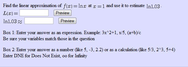 Solved Find the linear approximation of f(x) = lnx at x = 1 | Chegg.com