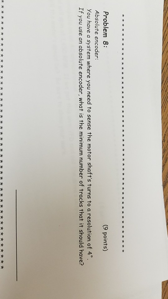 Solved Problem 8: Absolute encoder: you have a system where | Chegg.com