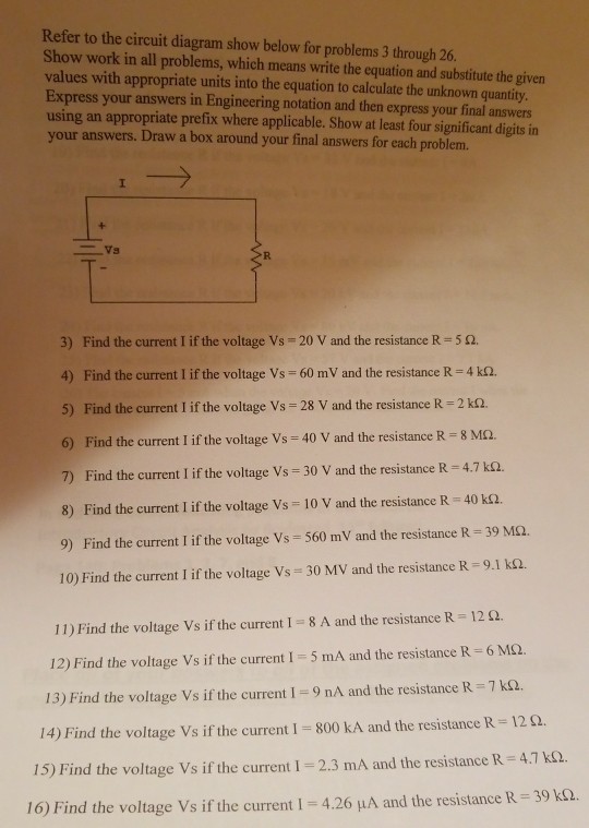Solved Refer to the following circuit drawing below for | Chegg.com