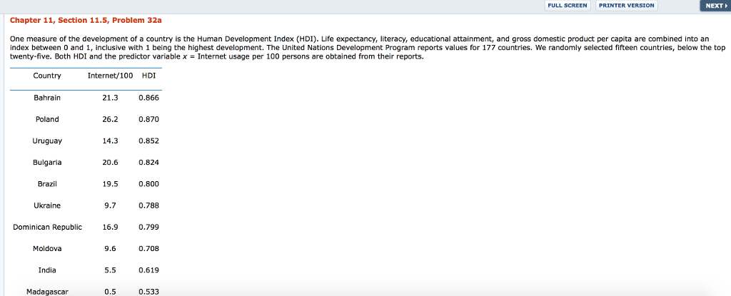 Solved FULL SCREEN PRINTER VERSION NEXT Chapter 11, Section | Chegg.com