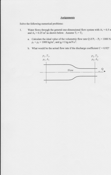 Solved Water flows through the general one-dimensional flow | Chegg.com