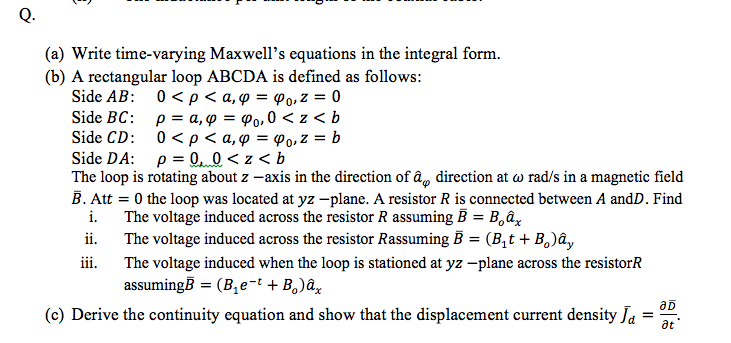 Solved Write time-varying Maxwell's equations in the | Chegg.com