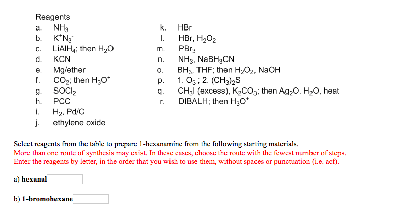 Solved Select reagents from the table to prepare | Chegg.com