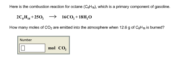 Solved Here is the combustion reaction for octane (CsH8), | Chegg.com