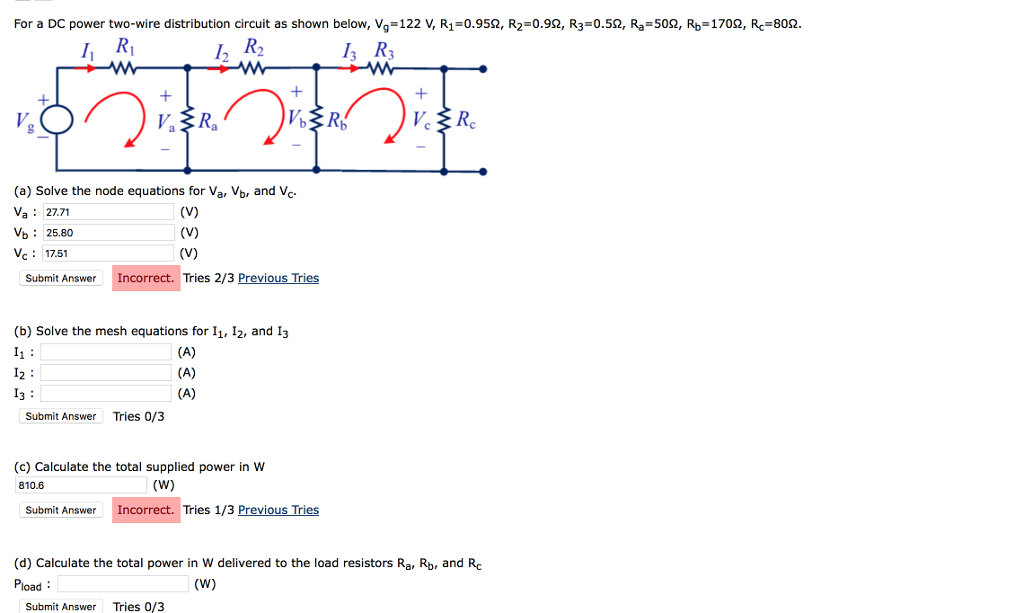 Solved For a DC power two-wire distribution circuit as shown | Chegg.com